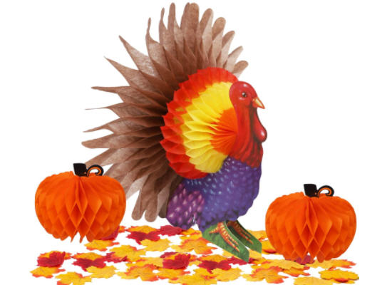 Thanksgiving Table Decorations 🦃 Tissue Turkey & Pumpkin (3 Pack)